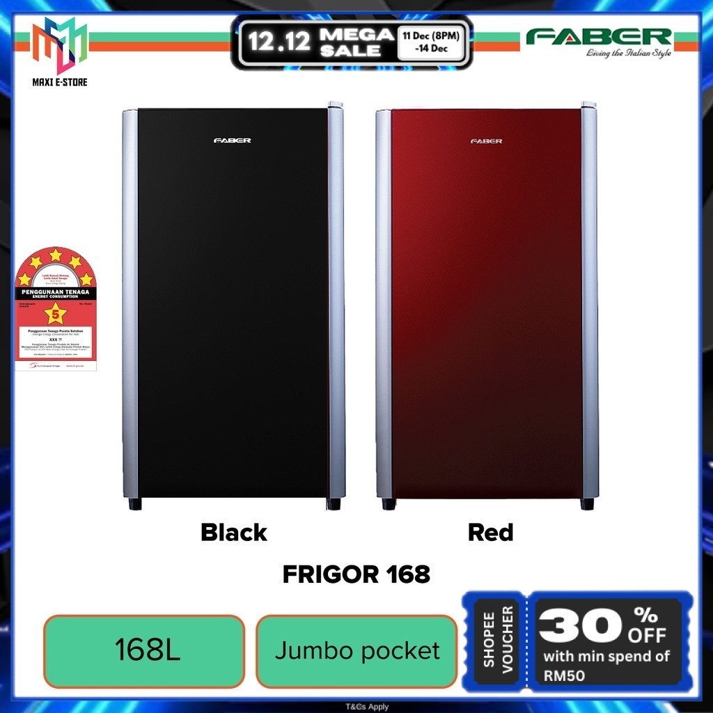 Faber FRIGOR 168 Single Door Glass Finish Refrigerator 168L - 5 Star ...