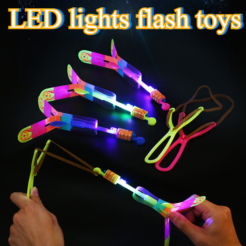 (20cm) LED Light Slingshot Flash Helicopter Flying Arrow Flying Rocket ...