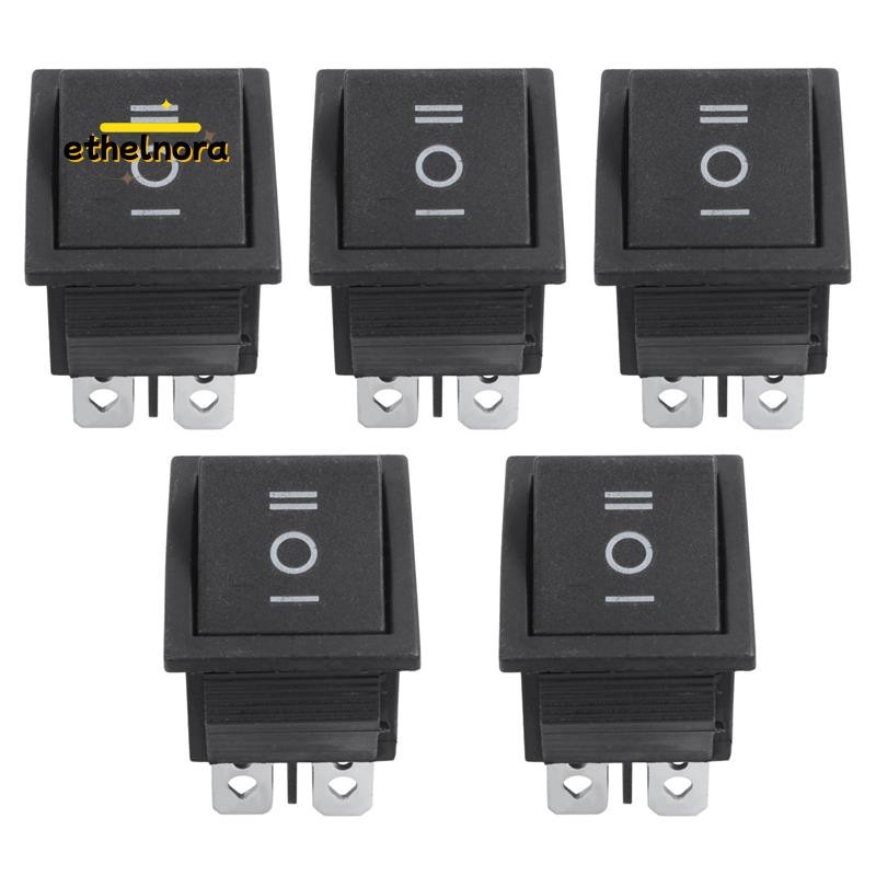 5 Pcs 6 Pin DPDT Black Button On/Off/On Rocker Switch AC 250V/15A 125V ...