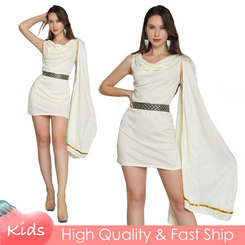 Greek Goddess White Dress For Woman Adult Greece Ancient Rome Halloween ...