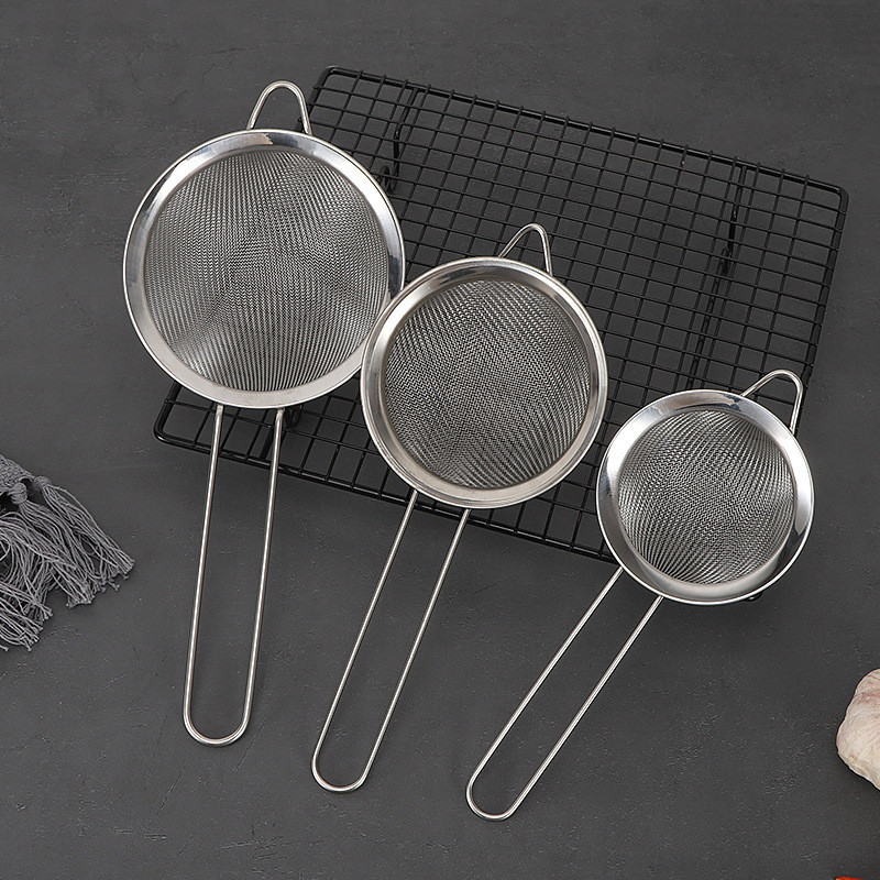 Stainless Steel Handheld Flour Sieve Powdered Sugar Egg Liquid Sieve ...
