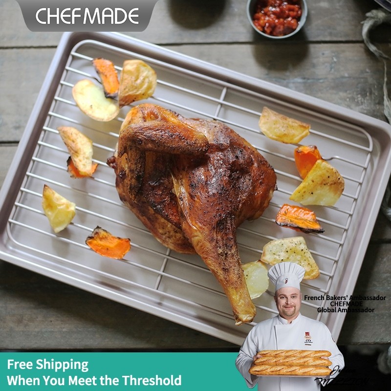 [CHEFMADE.os] Rectangular carbon steel baking pan with a grill rack/Non ...