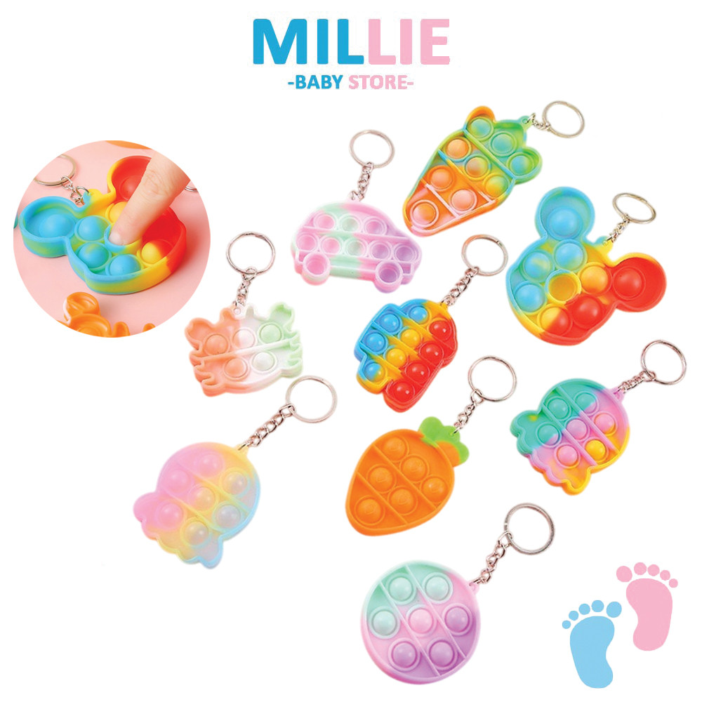 MILLIE Simple Dimple Pop It Fidget Toy Keychain Kids Finger Press ...
