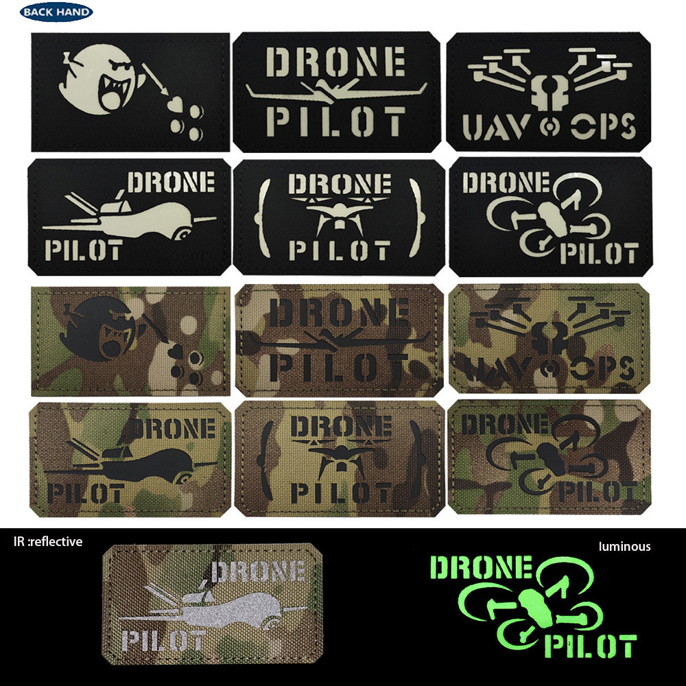 pembersihan # DRONE PILOT Drone Glow-in-the-Dark Lencana Pita Ajaib ...