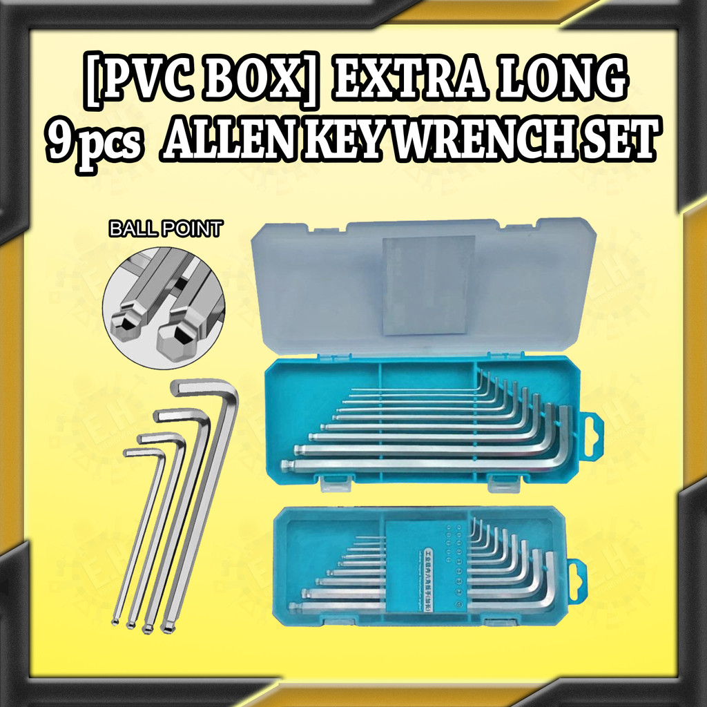 [PVC BOX] EXTRA LONG 9 PCS BALL POINT ALLEN KEY WRENCH SET / CHROME ...