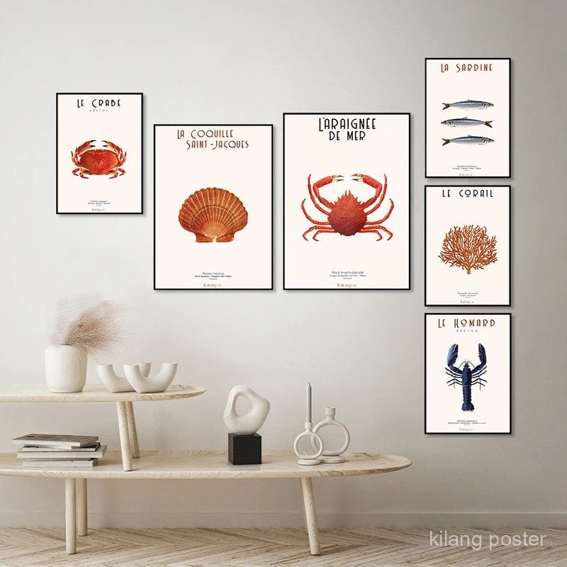 Poster of Brittany lobster, sardines, sea spider, crabs, marine ...