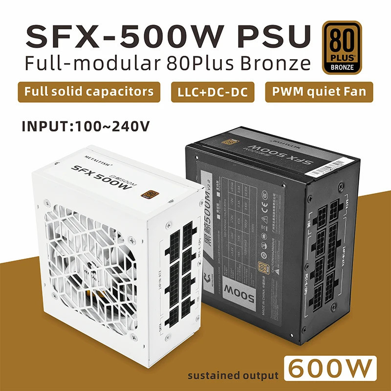 METALFISH SFX 80Plus Bronze 500W Full-MODULAR White Power Supply For ...