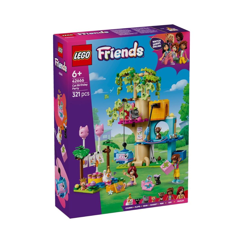 LEGO 42666 Friends Cat Birthday Party & Tree House Building Toy Set ...