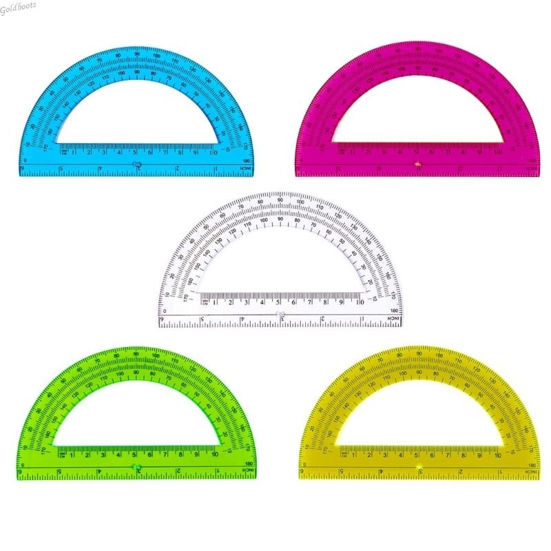 GB 5Pcs Clear Plastic Protractor 6Inch Protractors 180 Degrees Math ...