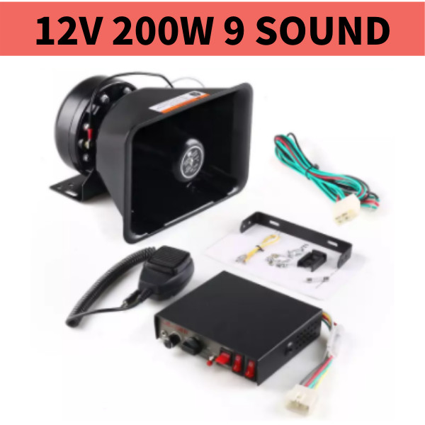 9 Sound Loud Car Warning Alarm Police Siren Horn PA Speaker MIC System ...