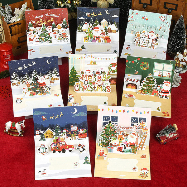 christmas card Kad ucapan tiga dimensi tulisan tangan Krismas baru kad ...