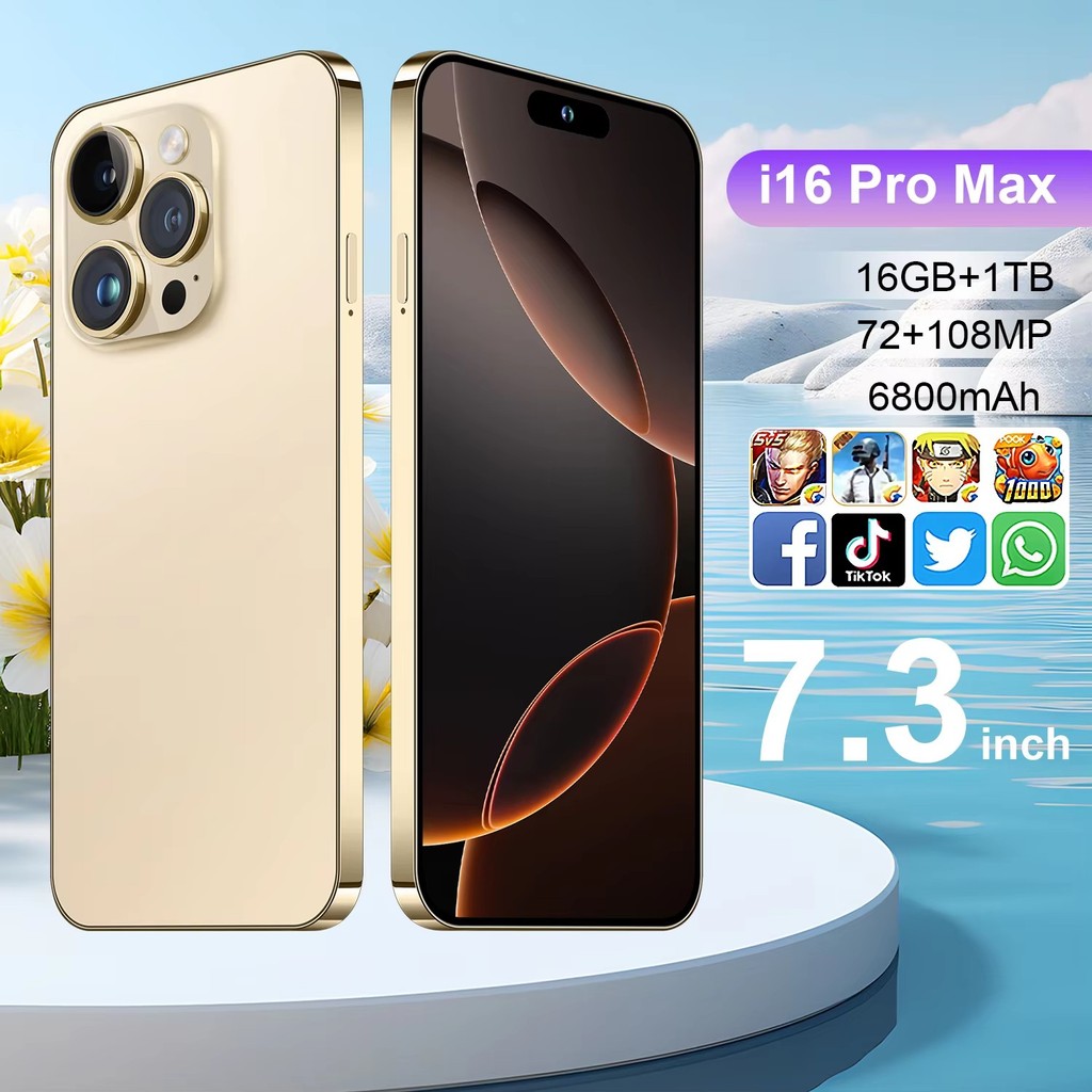 Original i16 pro max 6.8 inch 16GB + 1TB dual card Android smartphone ...