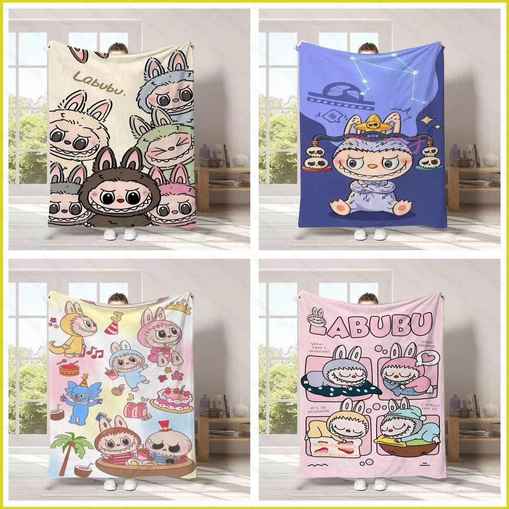 squ3 POP MART Labubu Blanket Cartoon Cute Home Bedroom Office Napping ...