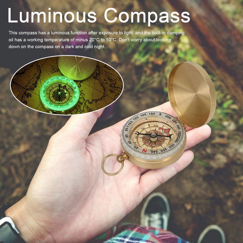 Camping Hiking Pocket Brass Golden Compass Portable Goods Good ...