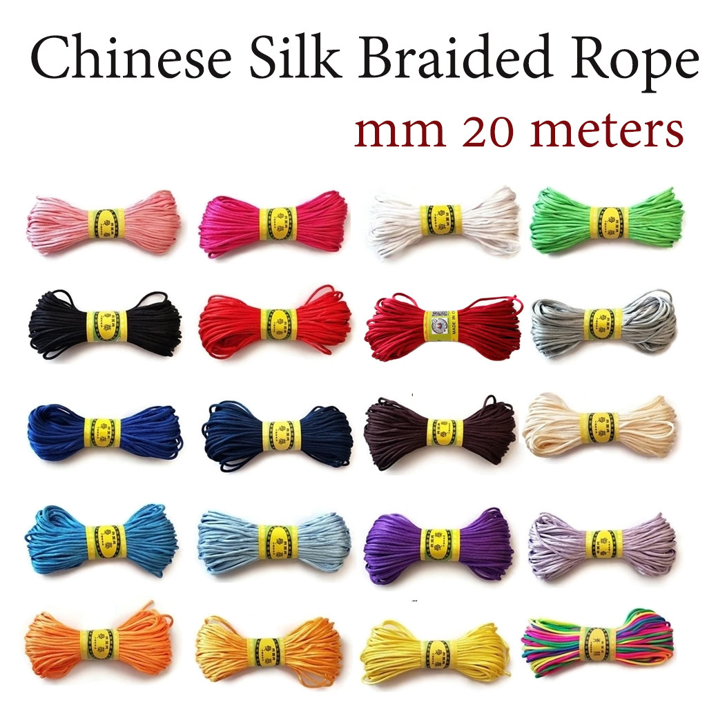 St.kunkka Chinese Silk Braided Rope No. 7 Thread Size 2mm, Length 20m DIY Chinese Tassel, Sage ...