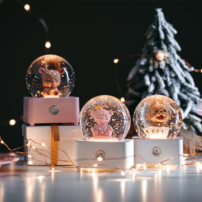 Crystal Ball Music Box Snow Music Box Crystal Ball Girl Birthday Gift ...
