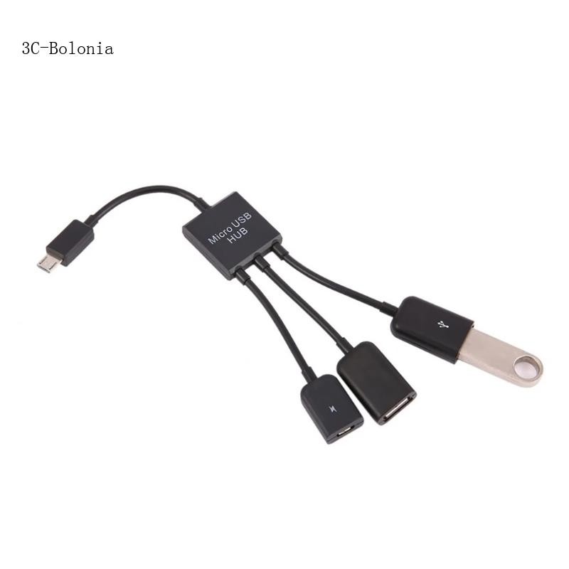 BO Micro USB To 2 OTG 3 Port HUB Host Cord Splitter 3 In 1 Type-C ...