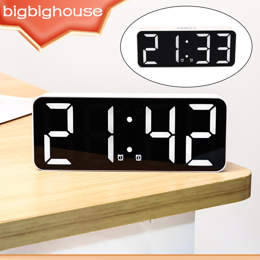 1/2/3 Digital Alarm Clock with Desk Display Calendar Temperature Sleek ...