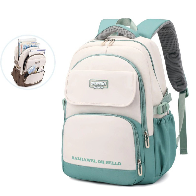 Secondary School Bag Girl High School Backpack Nylon Durable Bagpack ...