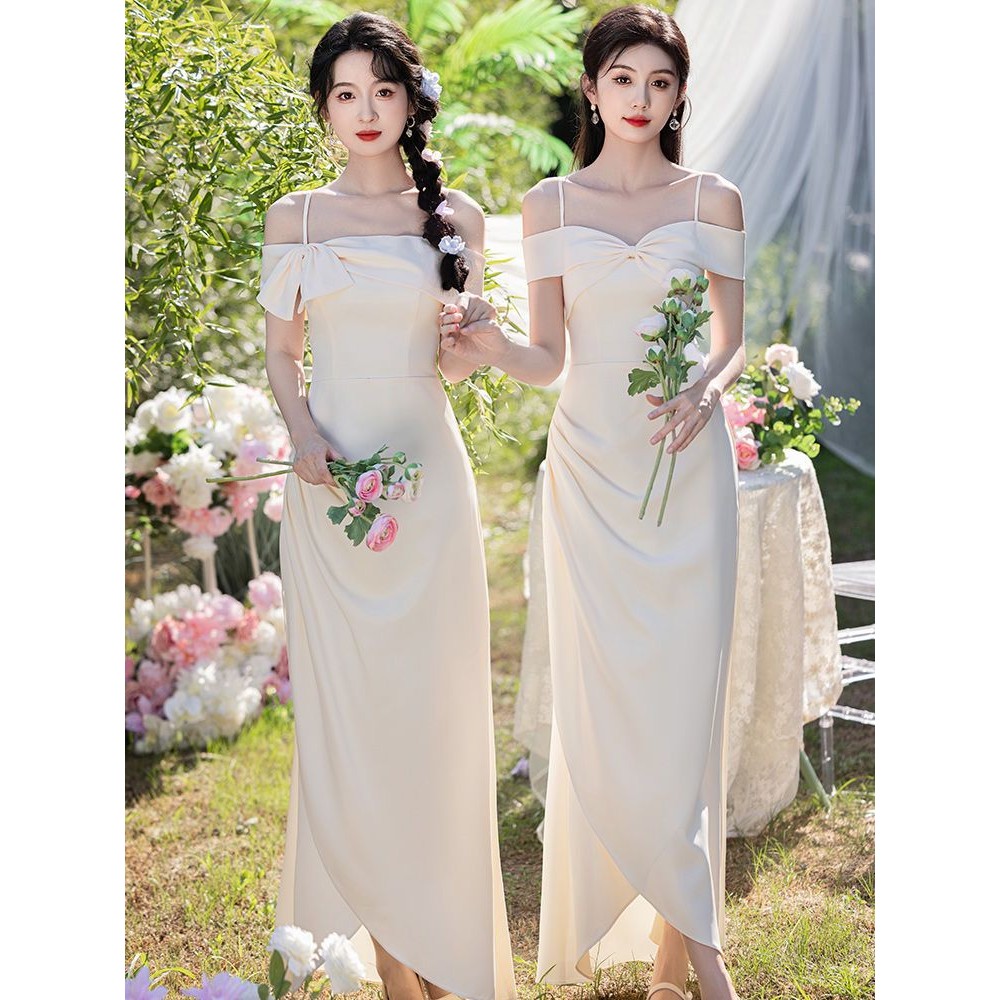 Dress Satin Wedding Sisters Group Bridesmaid Dress Classy Elegant Long ...