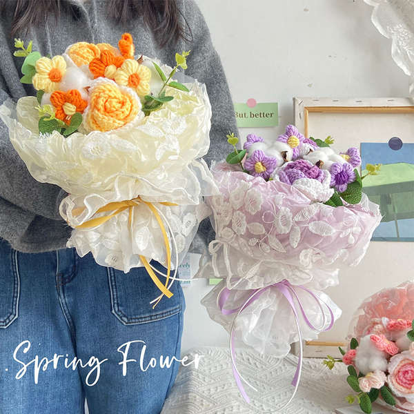 bunga crochet bunga crochet bouquet crochet flower Romantis renda kain ...