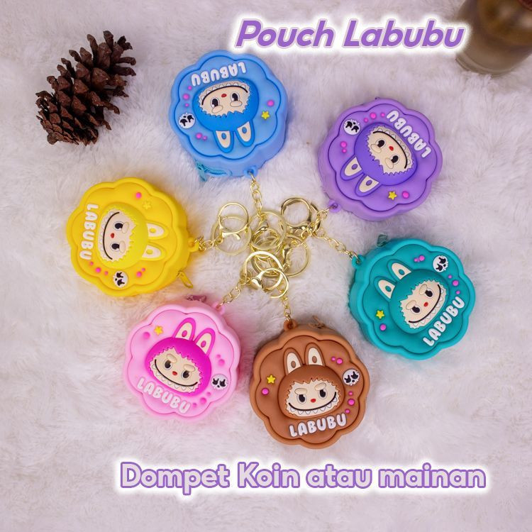 GANTUNGAN Embossed Labubu Character Chain Coin Purse Pouch - For Small ...