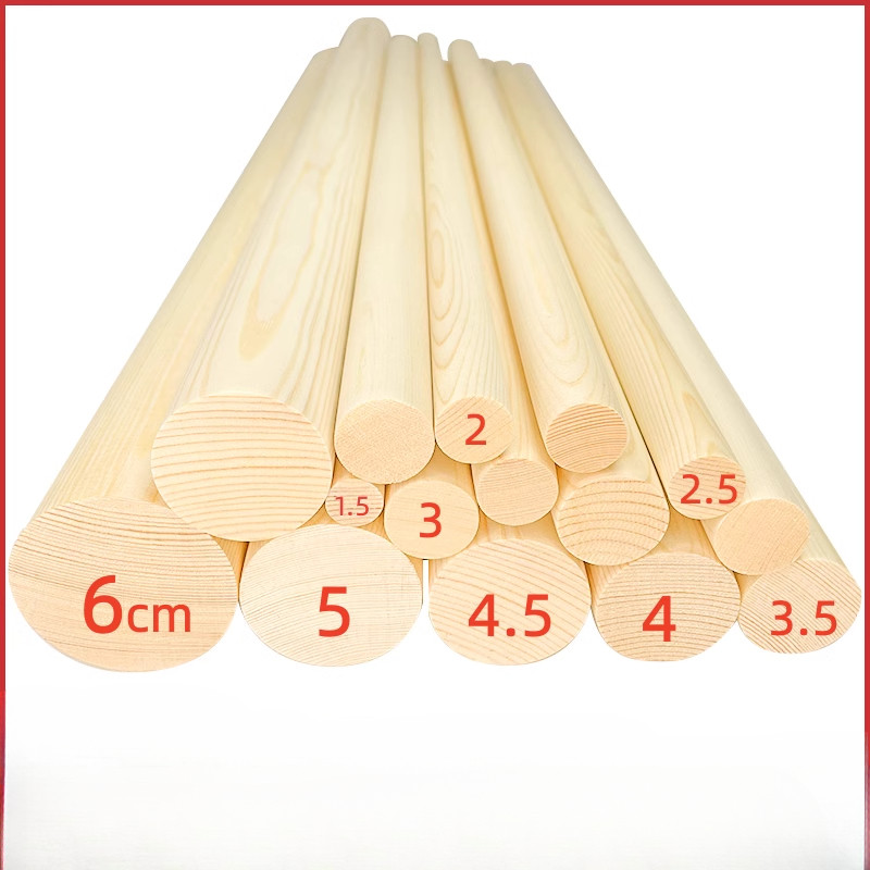 [Various Sizes] Round Wooden Sticks Pine Solid Wooden Sticks Model ...
