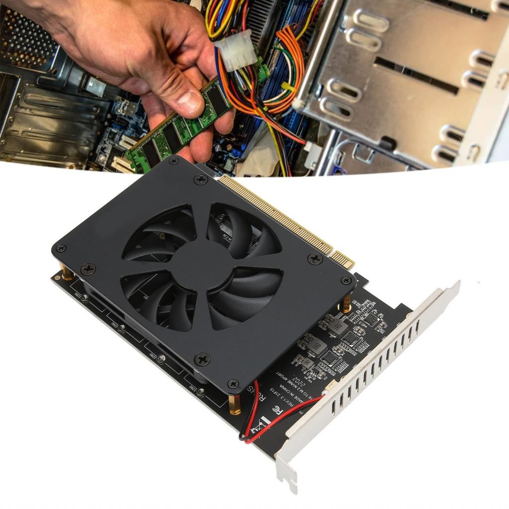 Newlanrode M.2 PCIE Adapter to 4 Port NVMe with Cooling PCIe 4.0 X16 ...