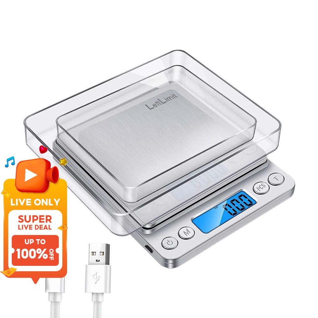 Food Scale Rechargeable Kitchen Scale with Trays 3000g/0.1g Mini Scale ...