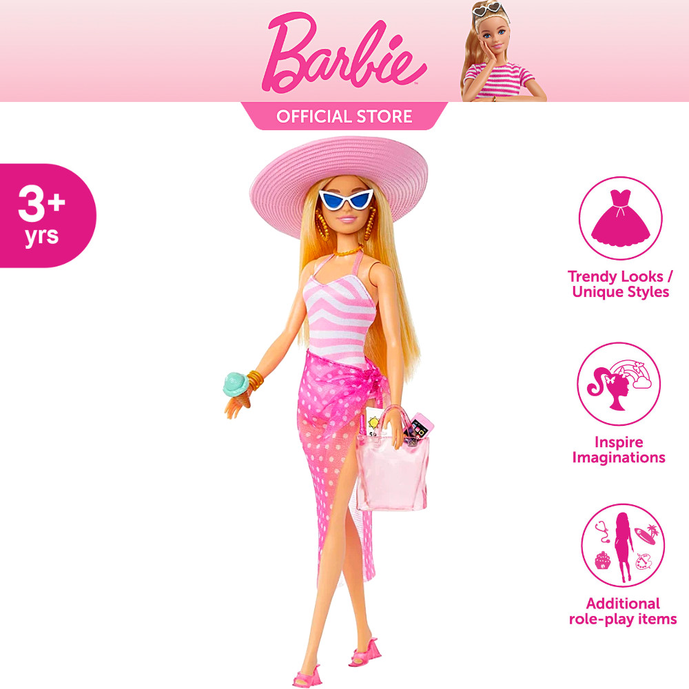 Barbie Fab Barbie The Movie Doll and Beach Themed Accessories Playset ...