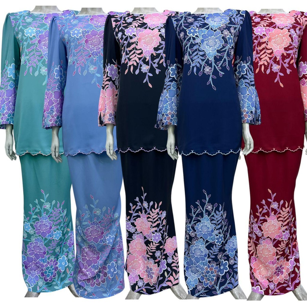 L-00170 NEW Karina Kurung Moden Eksklusif Raya 2025 Tangan Kembang Kipas & Kain Duyung Corak ...