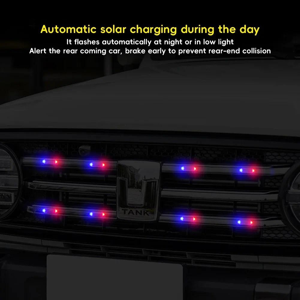 Mini LED Solar Power Car Warning Light Night Security Simulated Alarm ...