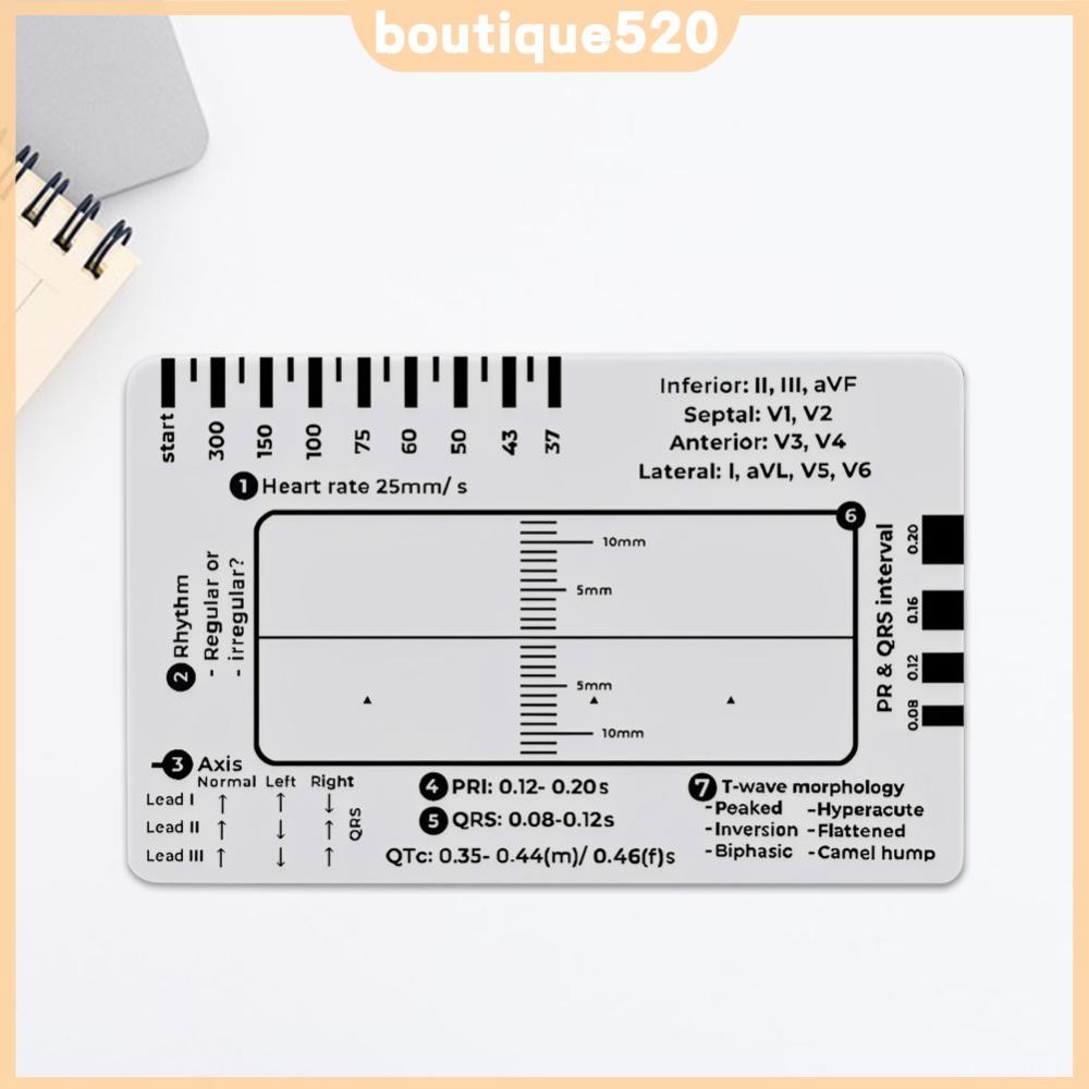 ECG 7 Step Ruler Pocket-Sized EKG Measuring Card ECG Guide Measurement Tool for ECG/EKG ...