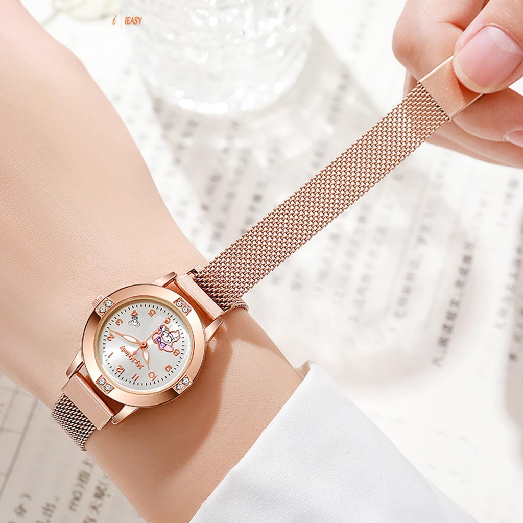 Kuromi Cinnamoroll Wrist Watch Easy Read Dial Mesh Steel Band Analog ...