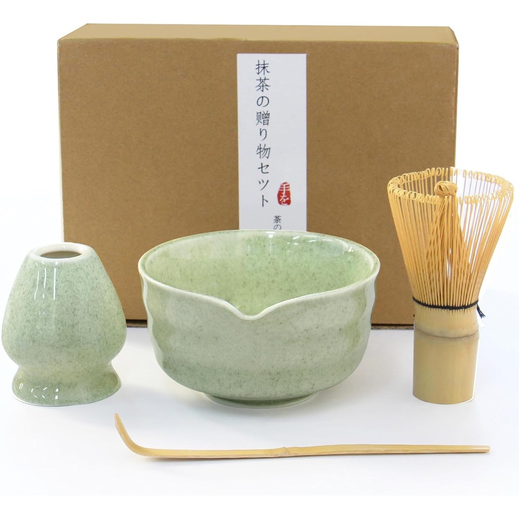 4 Pcs Matcha Whisk Set Japanese Tea Set includes Matcha Bowl with Spout ...