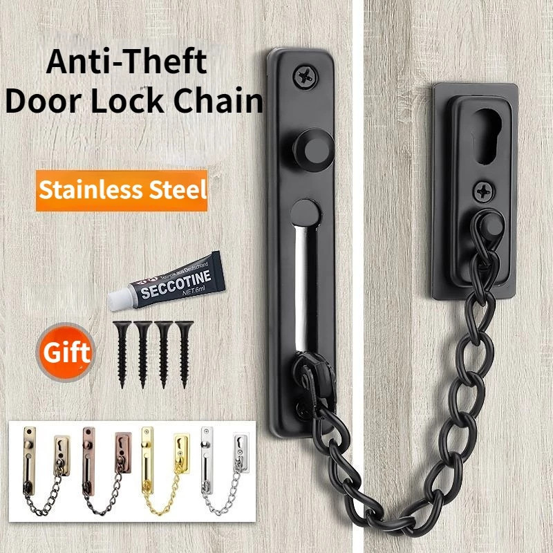 Anti-theft Stainless Steel Hotel Door Chain Latch Safety Guard Security ...