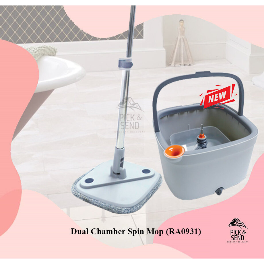 Cosway Dual Chamber Spin Mop (RA0931) with Bucket / Mop Refill RA0932A ...