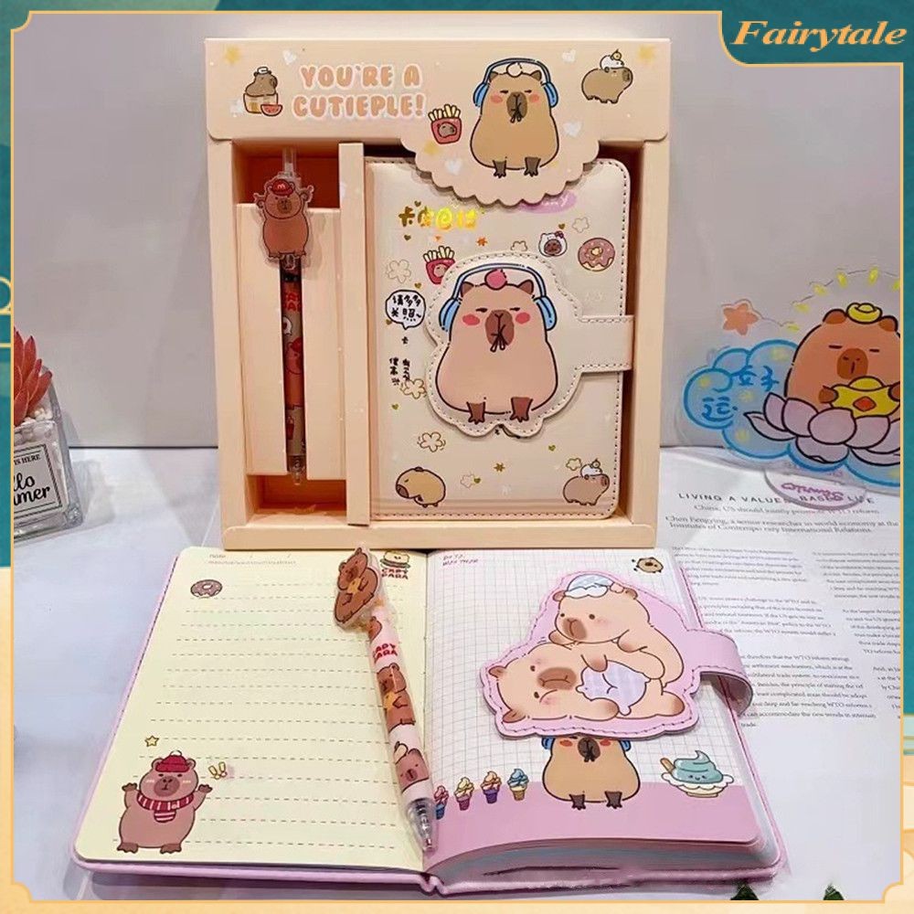 New Capybara Notebook Gel Pen Gift Box Set Cartoon Notepad Neutral Pen ...
