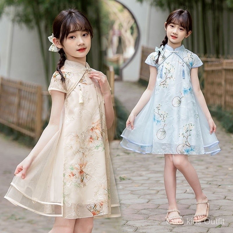 Chines New Year CNY Princess Dress Clothes Cheongsam Kids hanfu girl dress Costumes Kid Dress ...