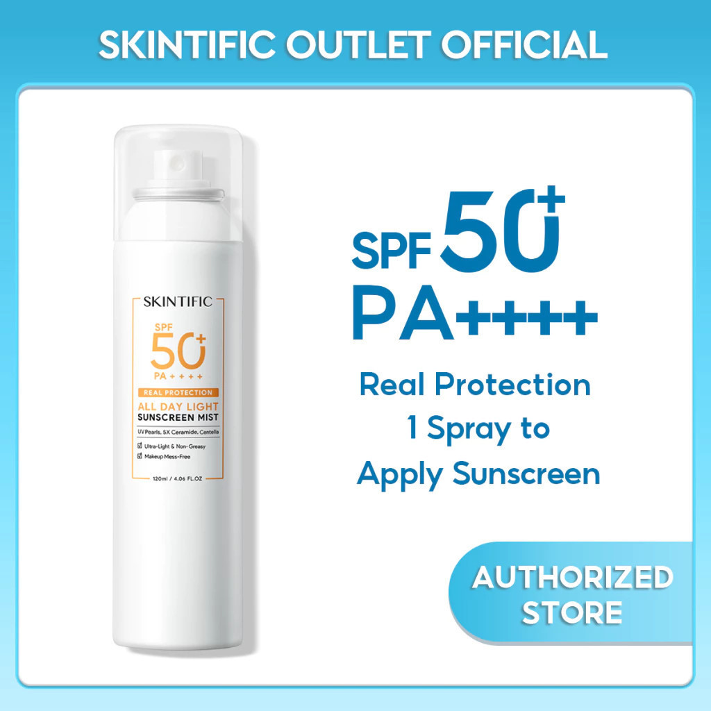 [120ml] SKINTIFIC All Day Light Sunscreen Mist SPF50 PA++++ Sunscreen Spray Anti UV Face Body ...