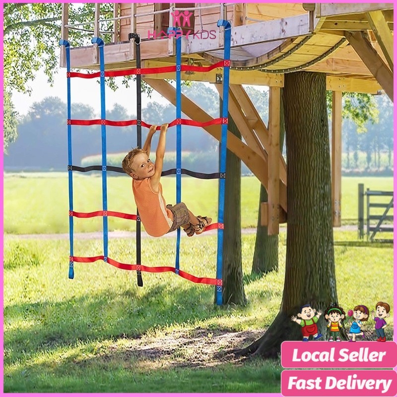 Kids Climbing Net Rainbow Climbing Net Webbing Ladder 57X72.8Inch Kids ...