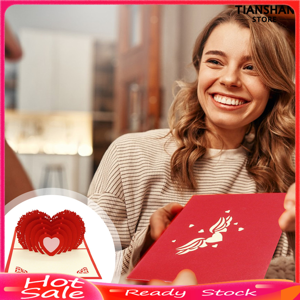 [TTS] 3D Heart Pop-Up Card Valentine's Day Greeting Card Automatic Pop ...