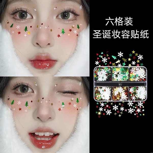 Pelekat Krismas Muka Lpayet Krismas Tampal Muka Salji Salji Glitter ...