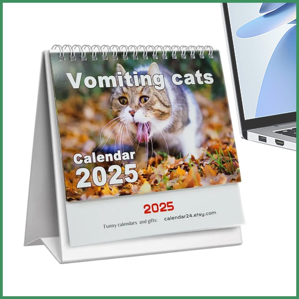 Funny Cat Calendar 2025 Cute Vomiting Cat Desk Calendar Cats ...