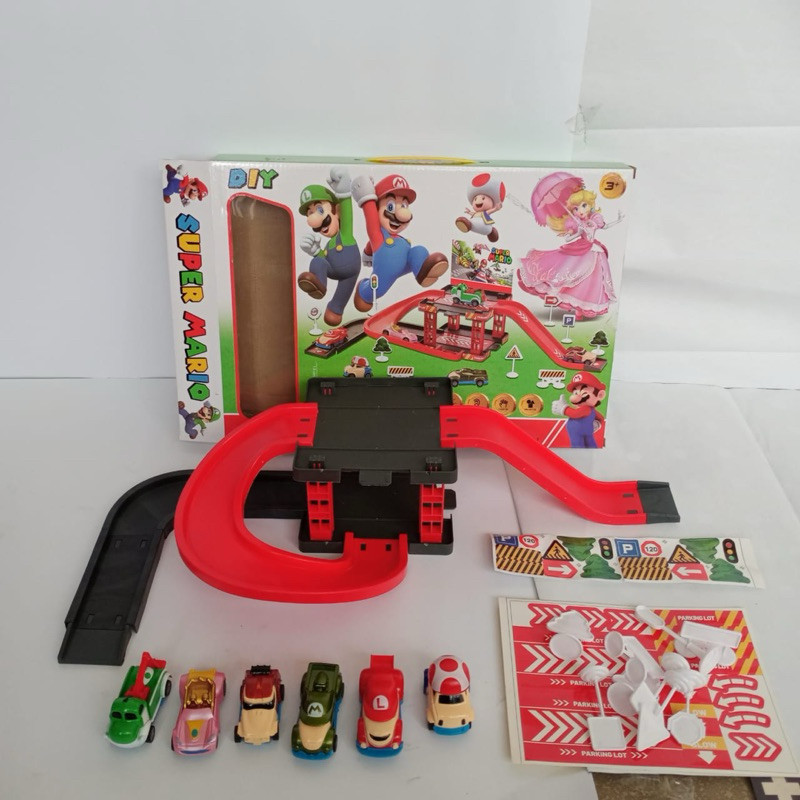 Car track set Toy mario bros Luigi Peach car pull back track mario Toy ...