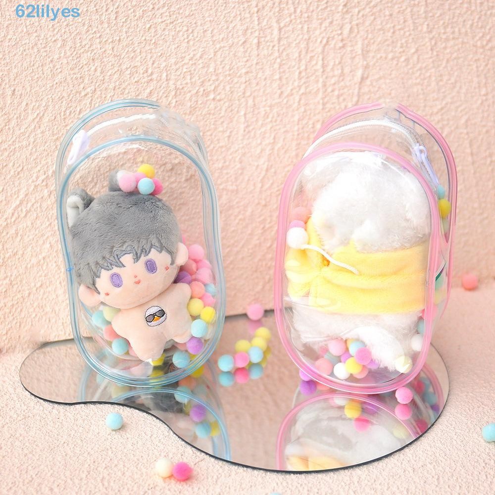 LILYES Clear Outdoor Doll Bag, With Bell Keychain Hairball Doll Storage ...