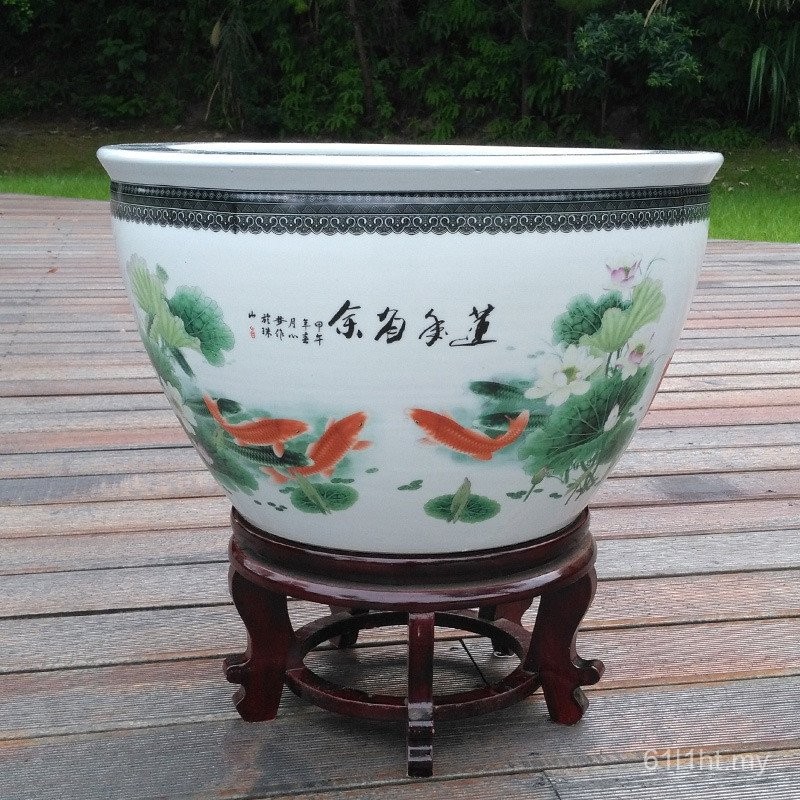 Tangki besar halaman rumah Jingdezhen tangki air porselin biru dan ...