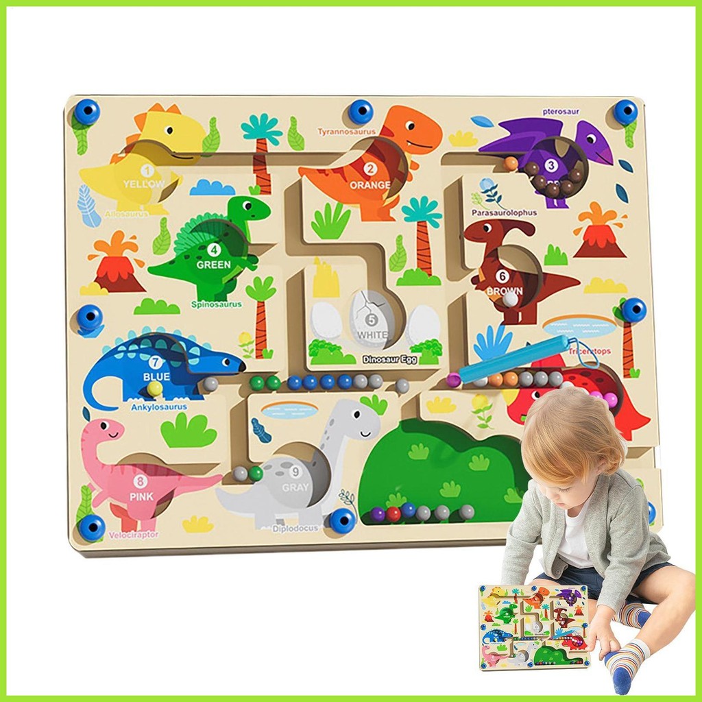 Magnetic Color And Number Maze Dinosaur Color Sorting Game For Kids ...