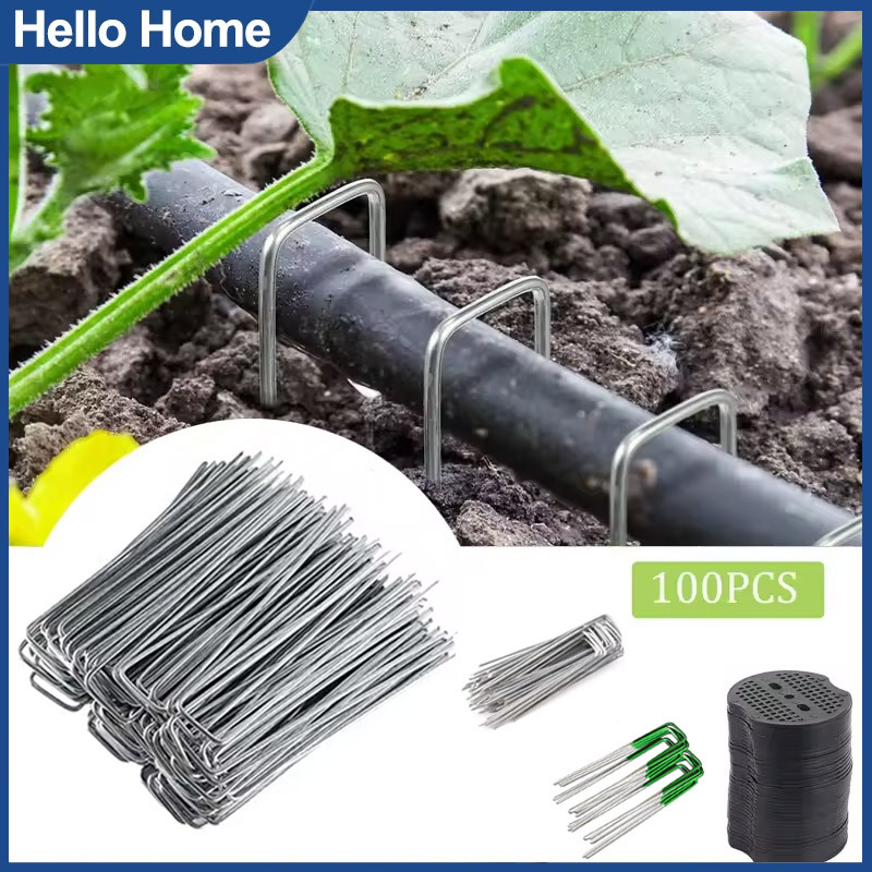 100PCS Metal U Pins Artificial Grass Nail Grass Turf Mat Pegs Staples ...