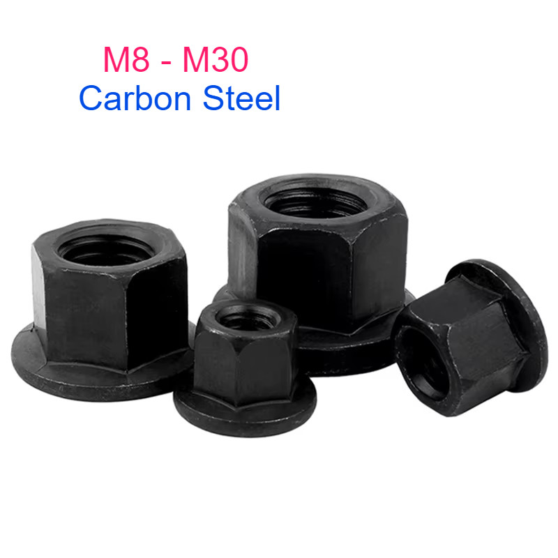 M8 M10 M12 M14 - M30 Black Flange Face Gasket Nut Hexagon Enlarged High ...